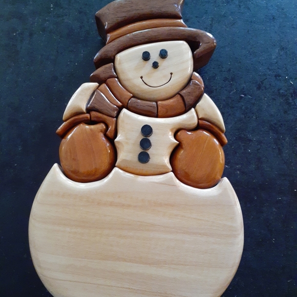 Art | Exquisite Handmade Intarsia Art Wooden 8 Snowman Figurine | Poshmark